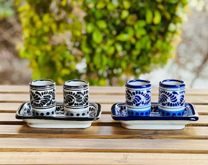 Talavera Tequileros- Mexican Talavera Pottery Shot Glass Set of 2 and ...