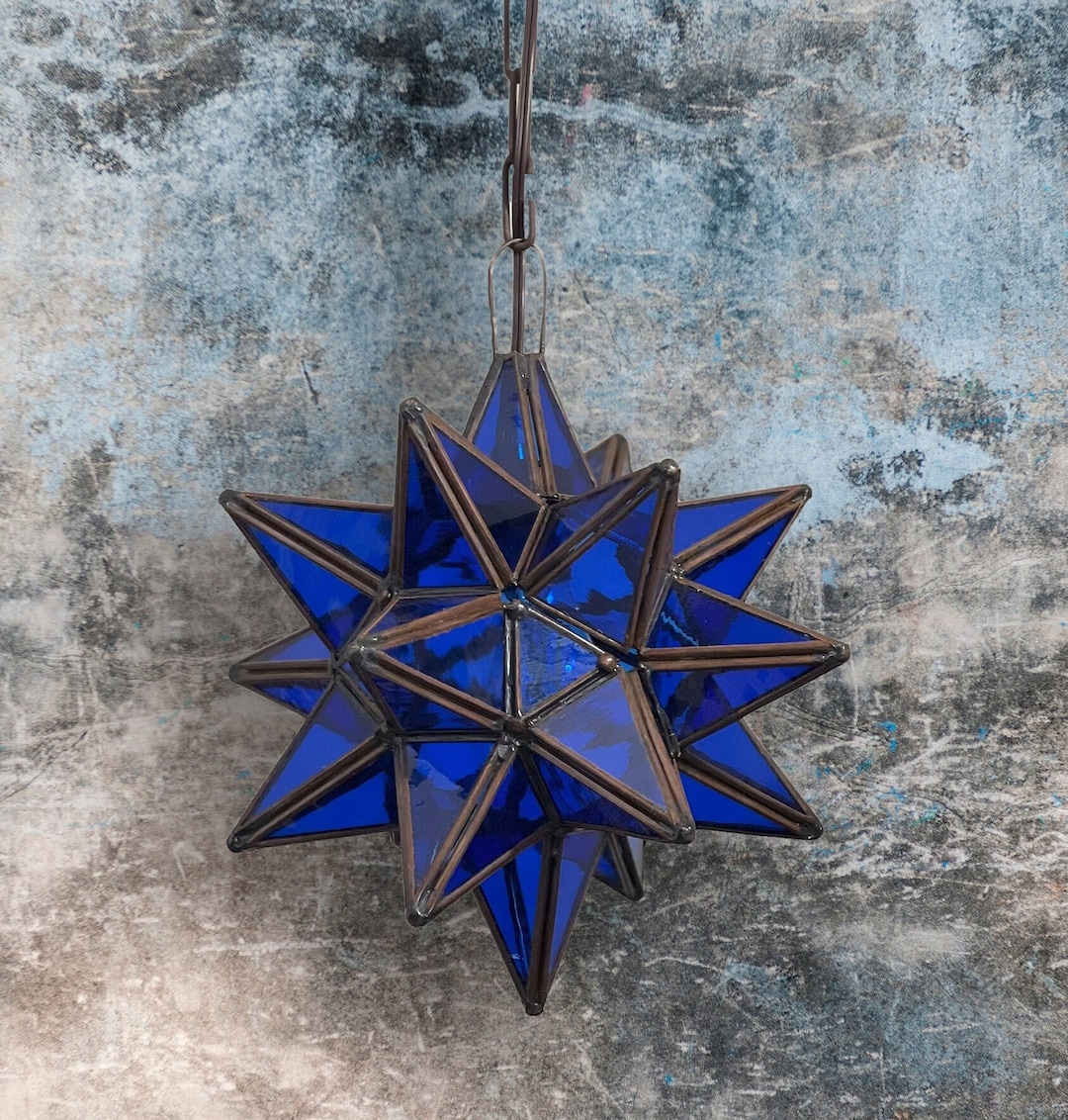 Blue Stained Glass Pendant Star - Etsy