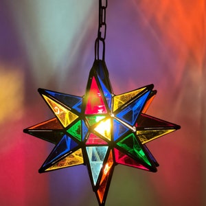 Multicolored Stained Glass Hanging Star - Etsy