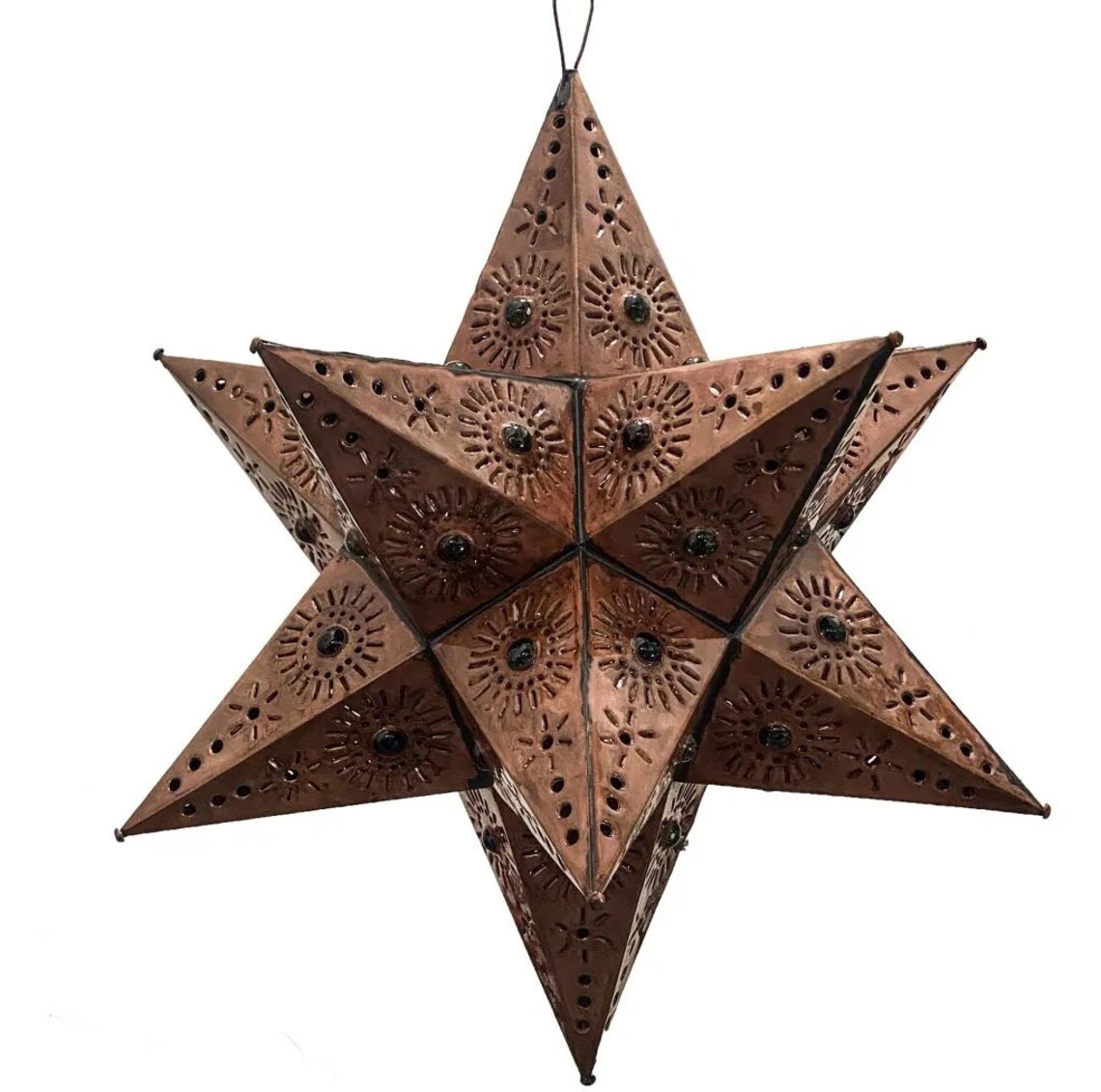 MEXICAN Punched Tin Pendant Star 1 Marble - Etsy
