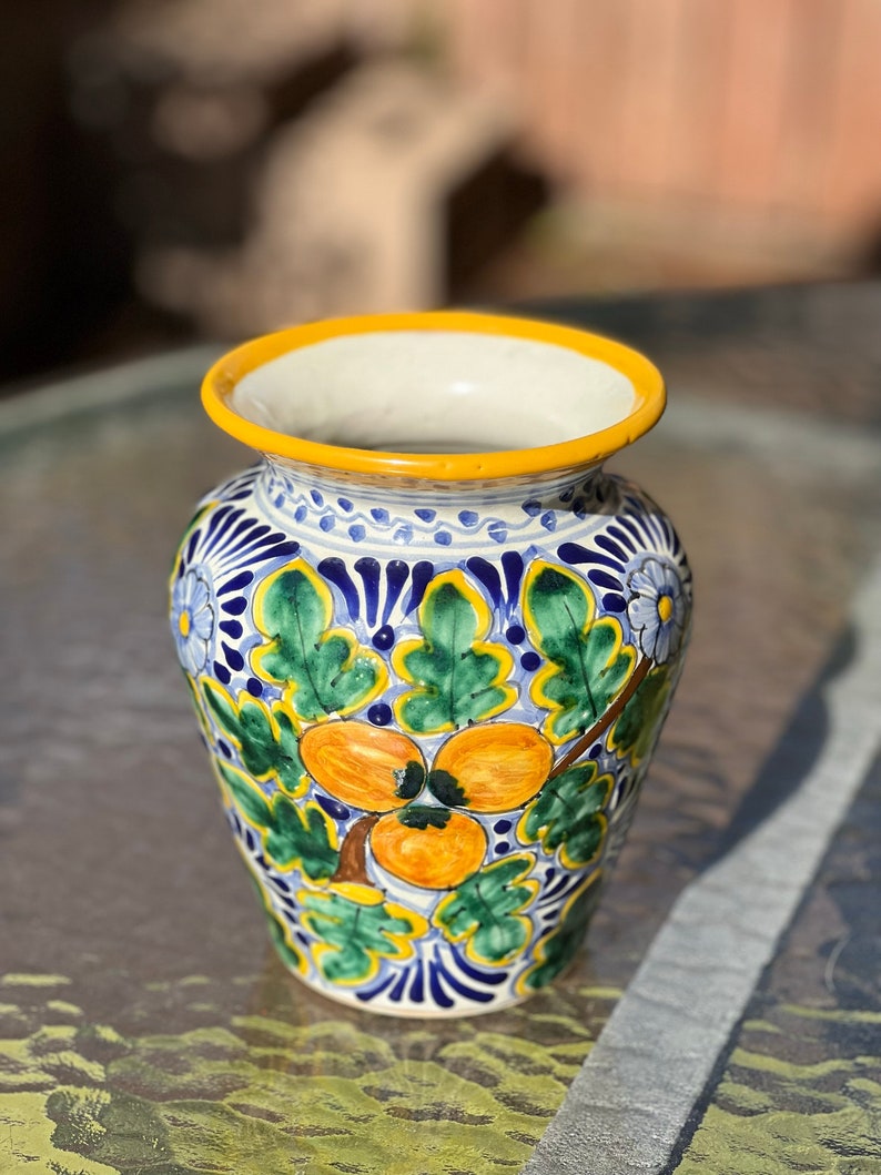 Colorful Mexican Talavera Flower Vase-talavera Poblana Vase - Etsy