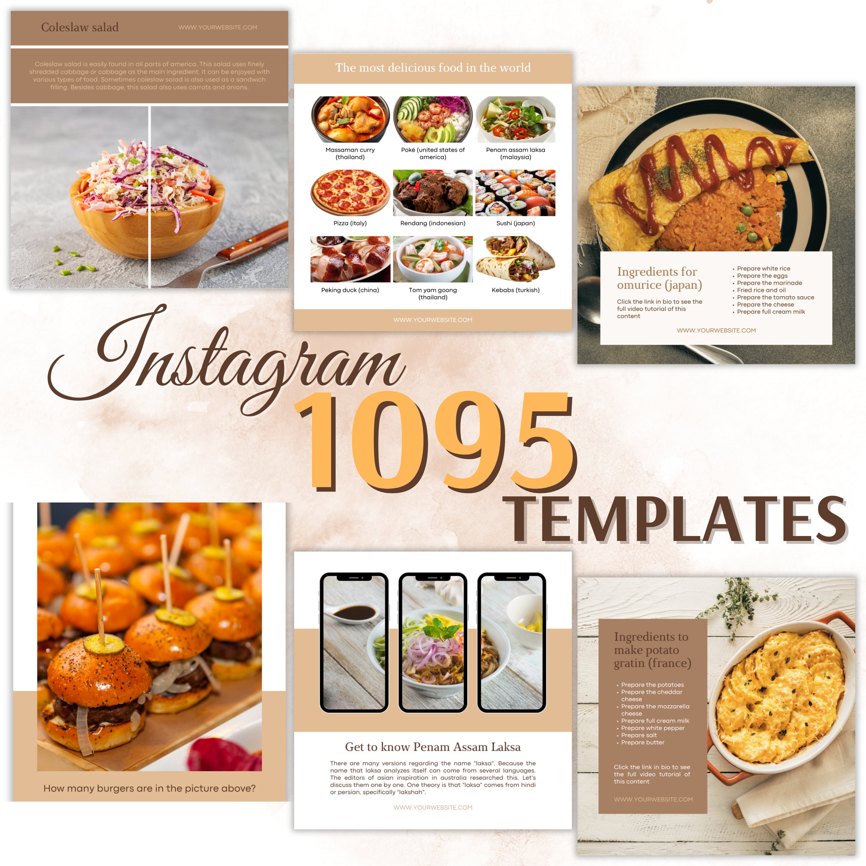 1095 Instagram Templates FOOD Instagram Post and Insta Story Canva ...
