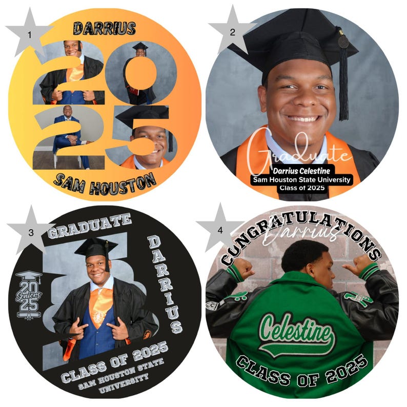 Custom Graduation Photo Buttons: 2.25in & 3.5in Personalized Grad Pins ...