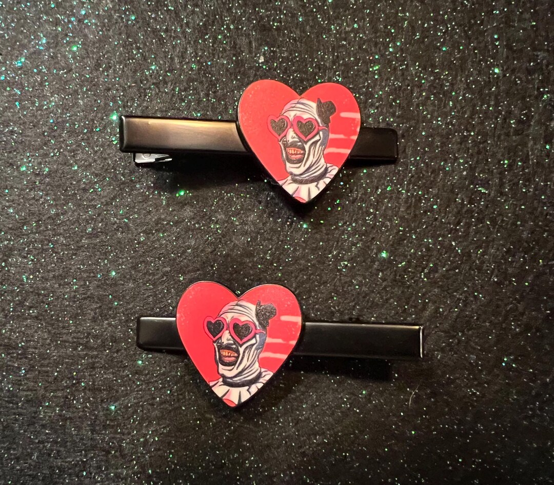 Art the Clown Red Heart Alligator Hair Clips - Etsy