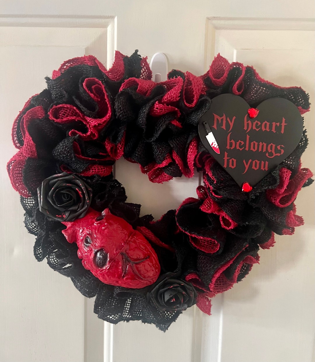 Valloween Burlap Ruffle Heart Wreath - Etsy
