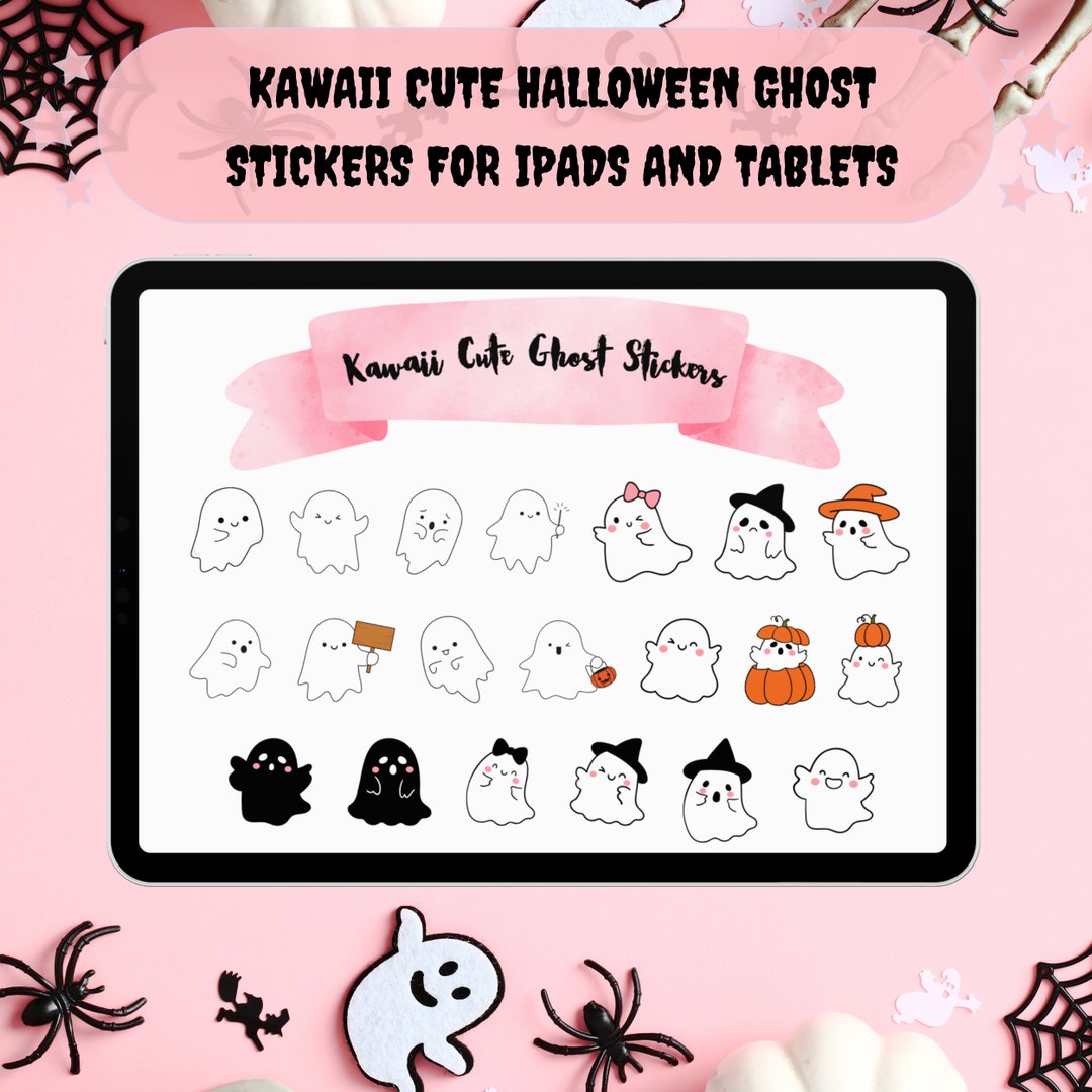 Kawaii Digital Stickers Cute Ghost Spooky Stickers for Digital Planner ...