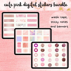 Cute Pink Stickers Digital Download - Pink Digital Stickers, Digital ...