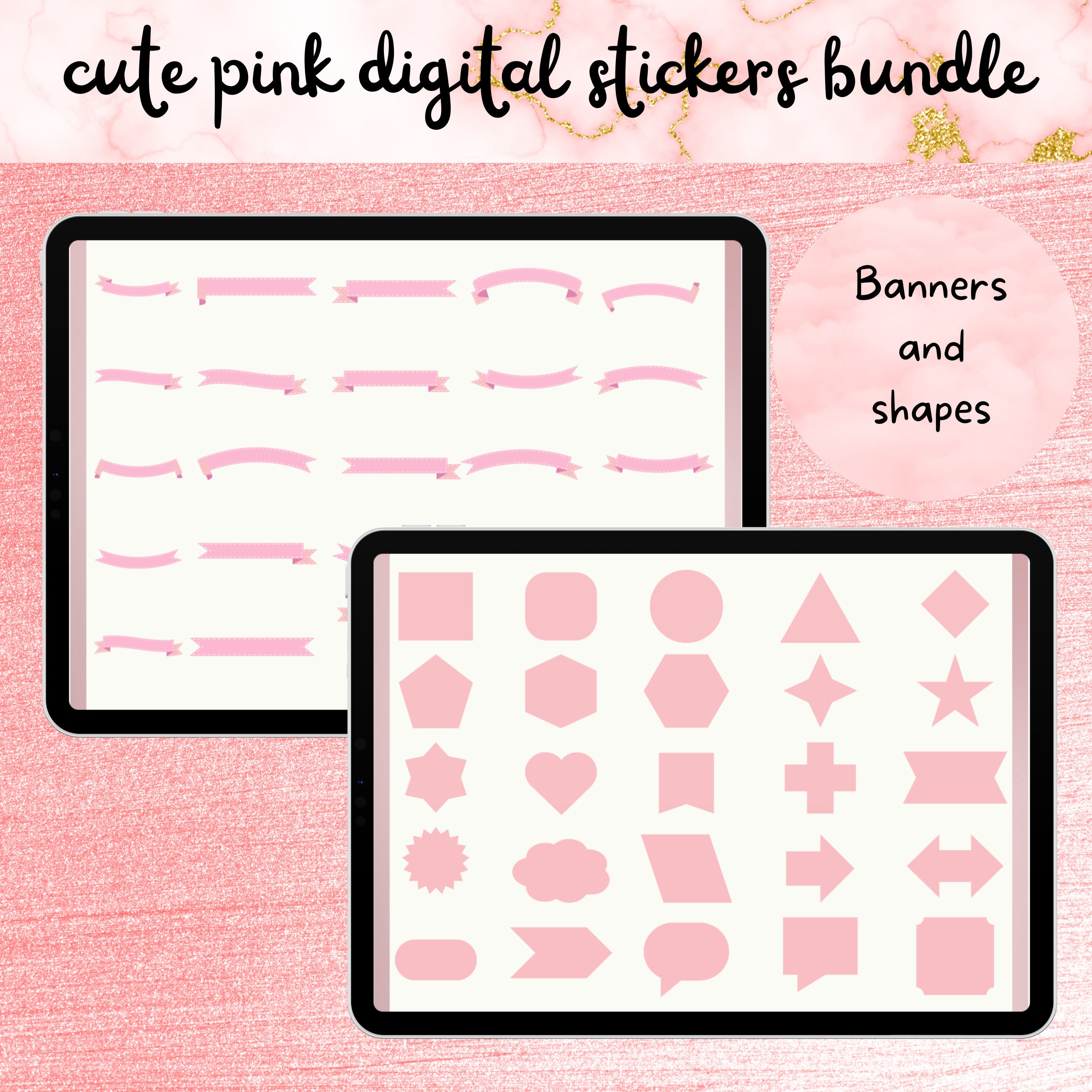 Cute Pink Stickers Digital Download - Pink Digital Stickers, Digital ...