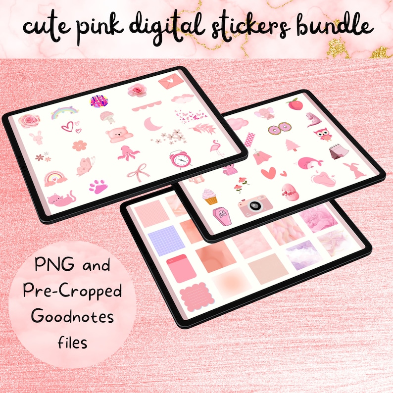 Cute Pink Stickers Digital Download - Pink Digital Stickers, Digital ...