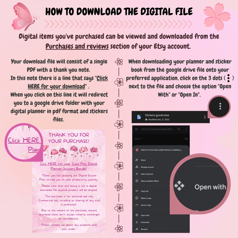 Cute Pink Stickers Digital Download - Pink Digital Stickers, Digital ...