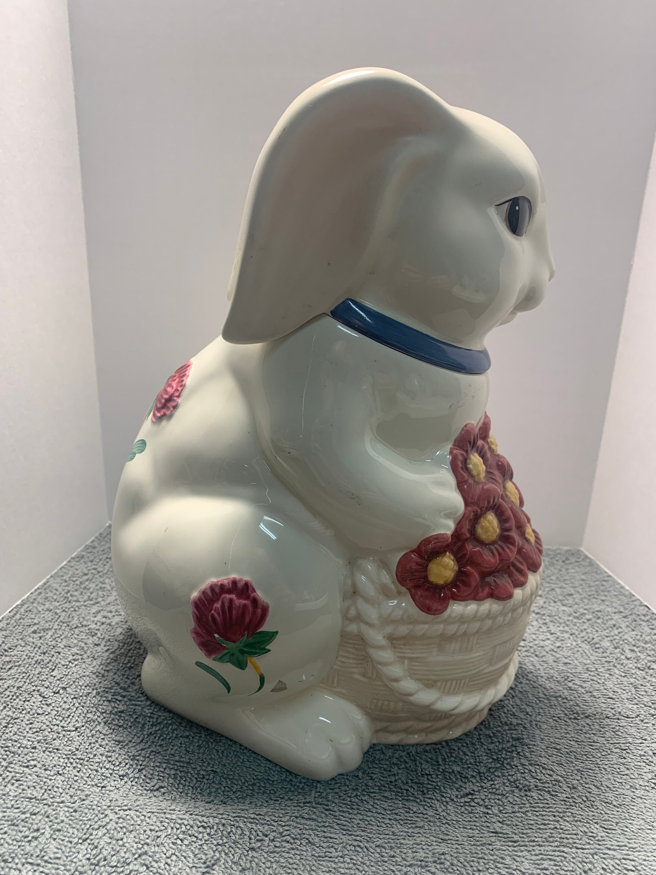 Vintage Lenox Bunny Rabbit Cookie Jar - Poppies on Blue Pattern ...