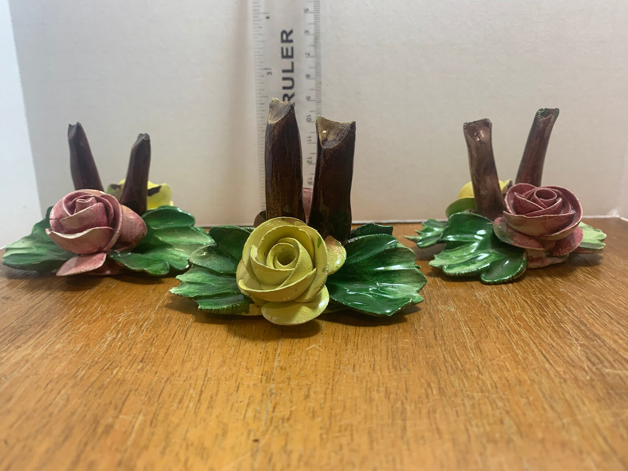 Vintage Capodimonte Rose Flower Made in Italy Set of 3 - Etsy