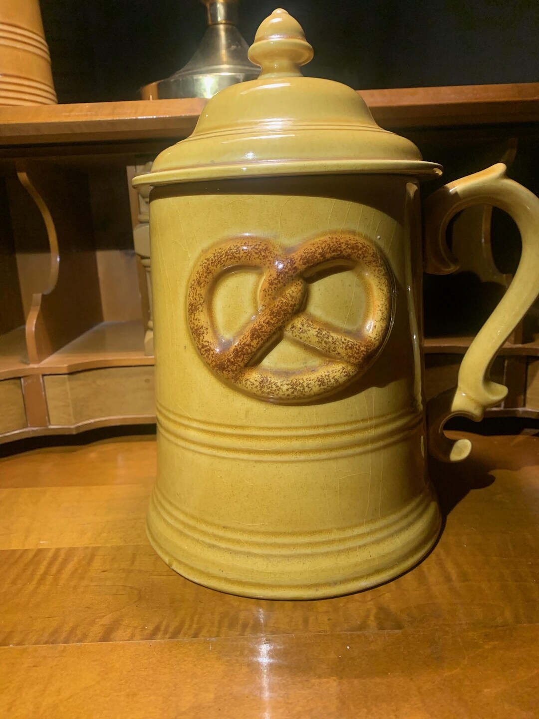 MCM Ceramic Pretzel Jar With Lid | Mid-century Modern Stoneware ...
