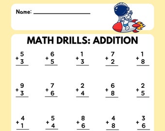 Math Drill Addition Worksheet 5 - Etsy