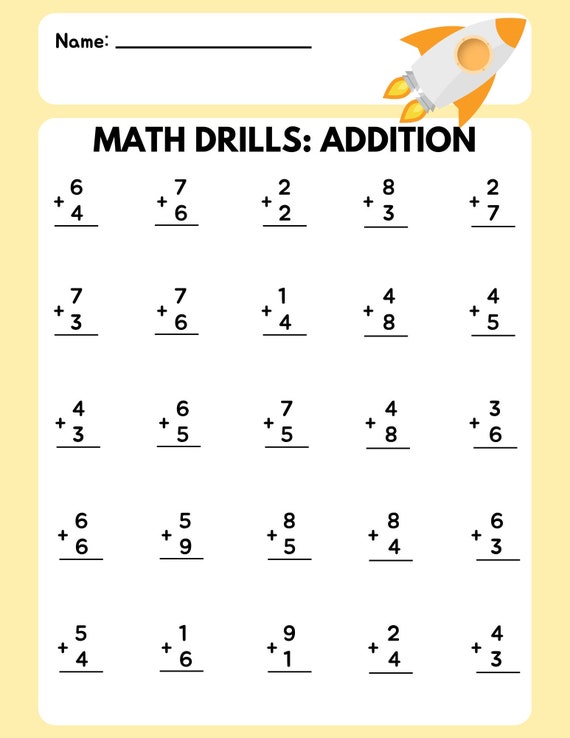 Addition Worksheets Rocket
