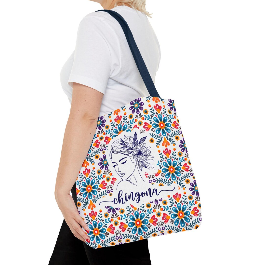 Chingona Woman Mexican Floral Print Tote Bag Empowering Latina Gift ...