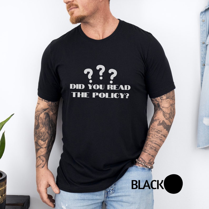 Funny Policy Office Tshirt Insurance Legal Safety Compliance Punny ...