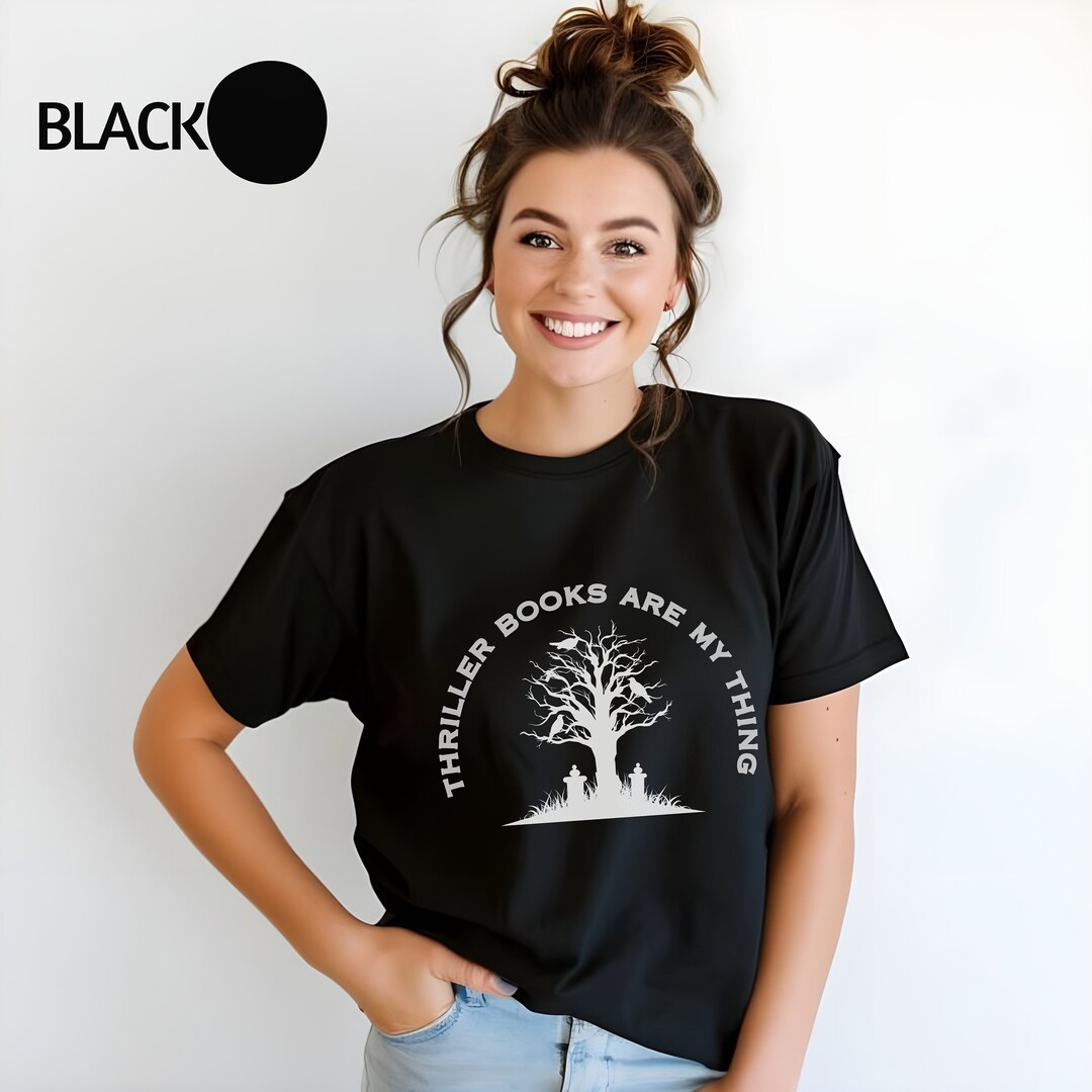Thriller Book Tshirt for Book Lover, Goth Horror Scene Graphic Tee ...