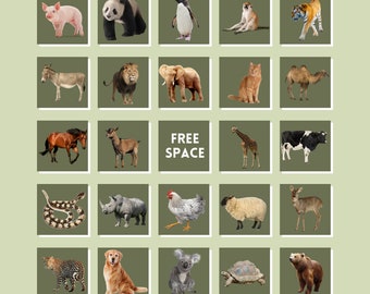 40 Animal Bingo Game Prefilled Cards, PDF Printable, Instant Download ...