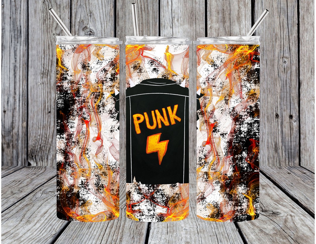 Punk Shirt Flames 20 Oz Skinny Tumbler PNG Sublimation Design Digital ...