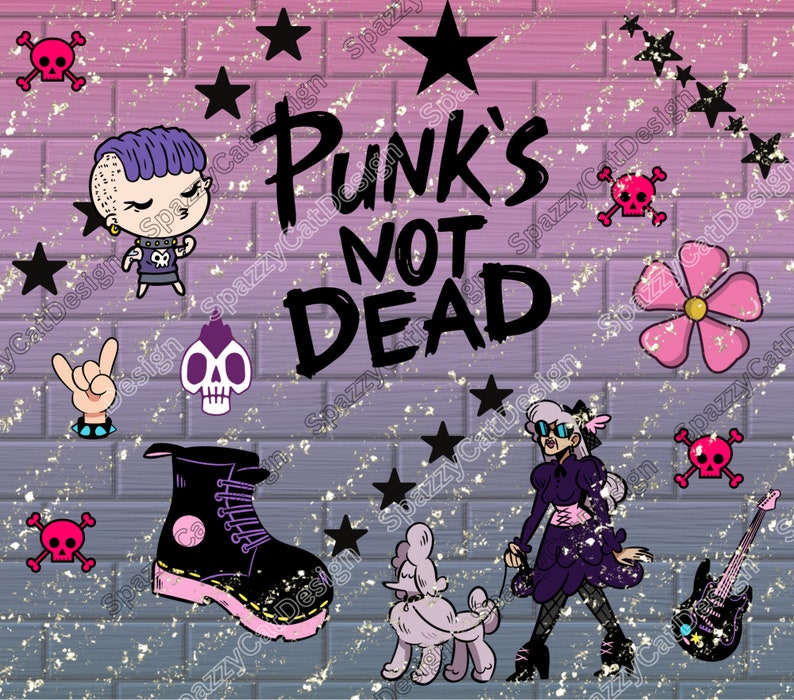 Punk's Not Dead 20 Oz Skinny Tumbler PNG Sublimation Design Digital ...