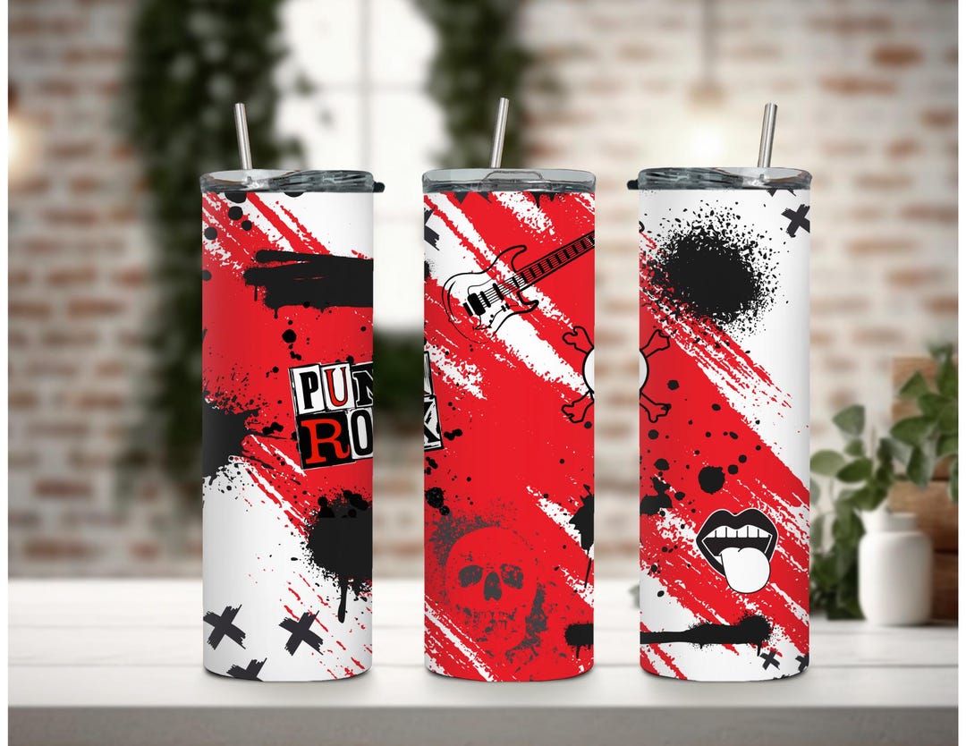 Punk Rock Red 20oz Skinny Tumbler, PNG Sublimation, Digital Download ...