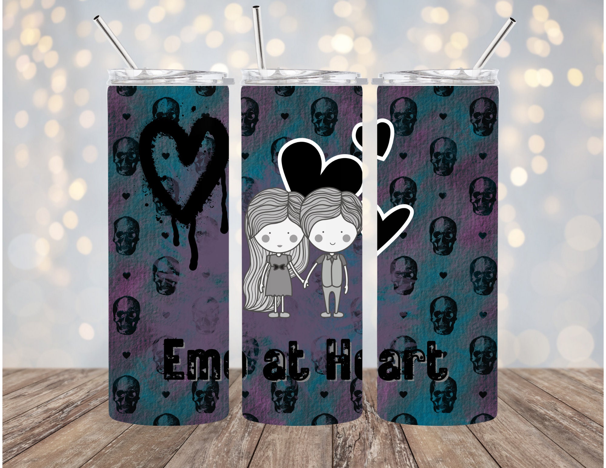 Emo at Heart 20 Oz Skinny Tumbler PNG Sublimation Design Digital ...