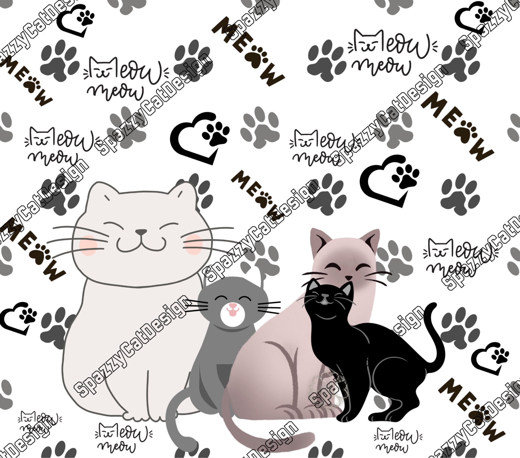 Meow Meow Cats 20 Oz Skinny Tumbler, PNG Sublimation, Digital Download ...