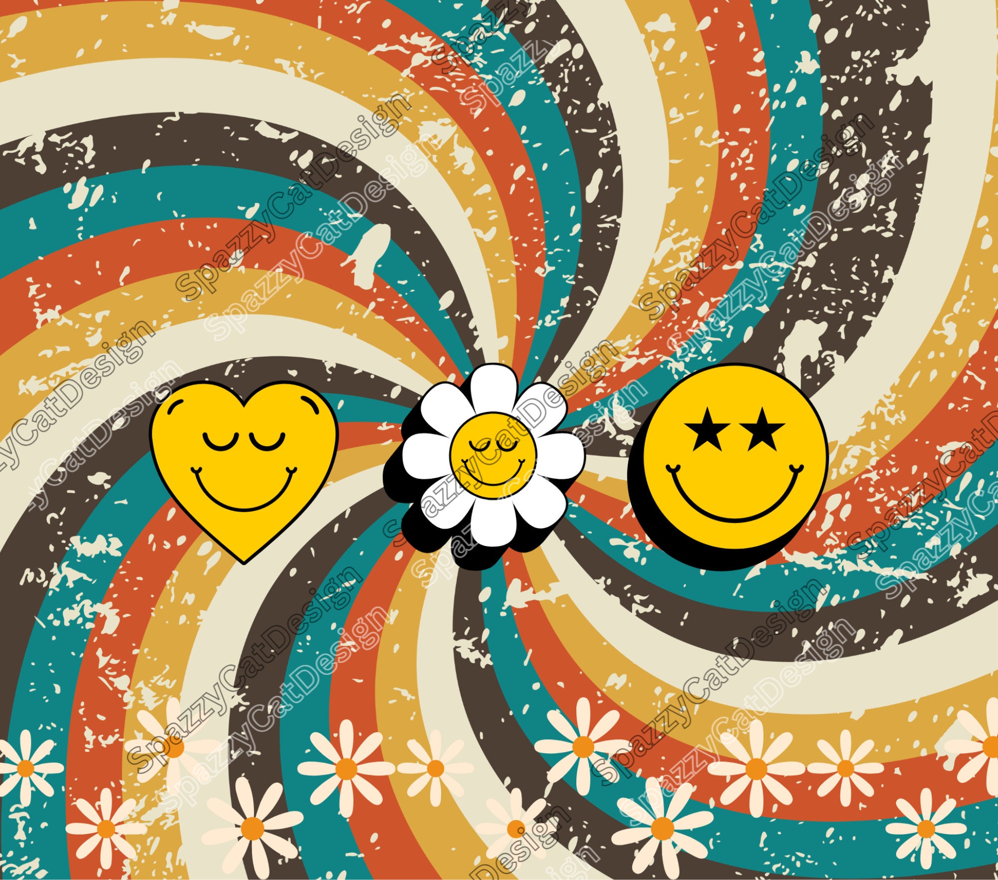 Retro Smiles 20 Oz Skinny Tumbler PNG Sublimation Design, Digital ...