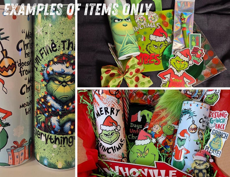Christmas Grinch Theme Mystery 20oz Tumbler Gift Set, Grinch Tumbler ...