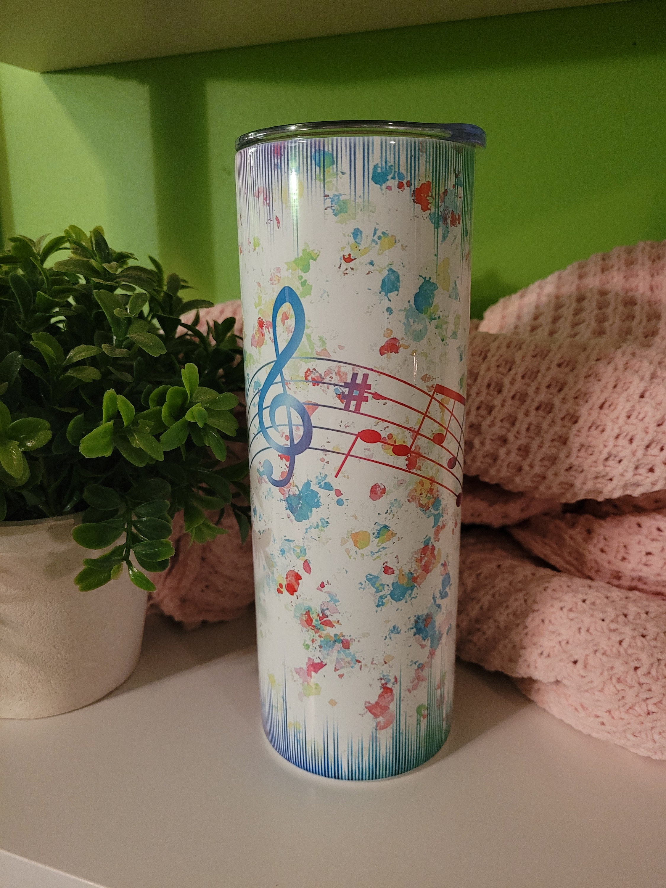 Rainbow Music Notes 20 Oz Skinny Tumbler, Sublimation Tumbler, Music ...