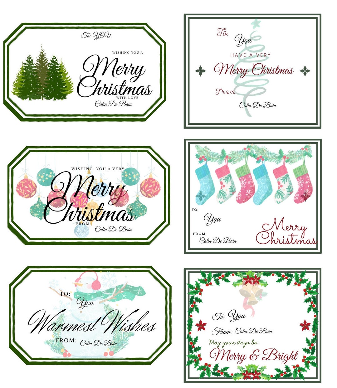 DIY Printable Christmas Labels, Christmas Gift Template, Affordable ...