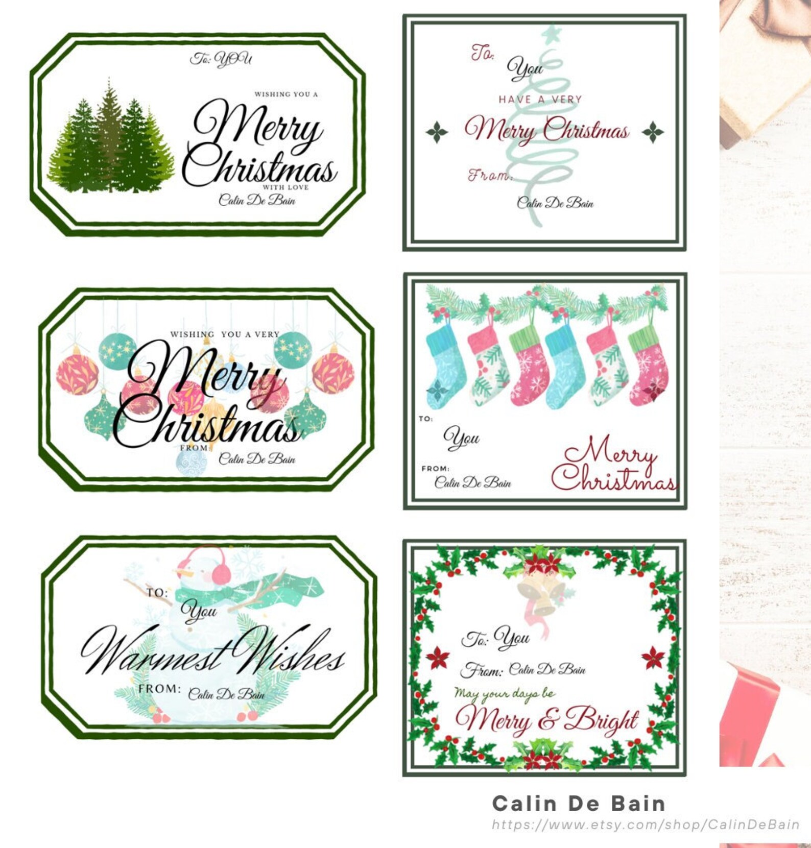 DIY Printable Christmas Labels, Christmas Gift Template, Affordable ...