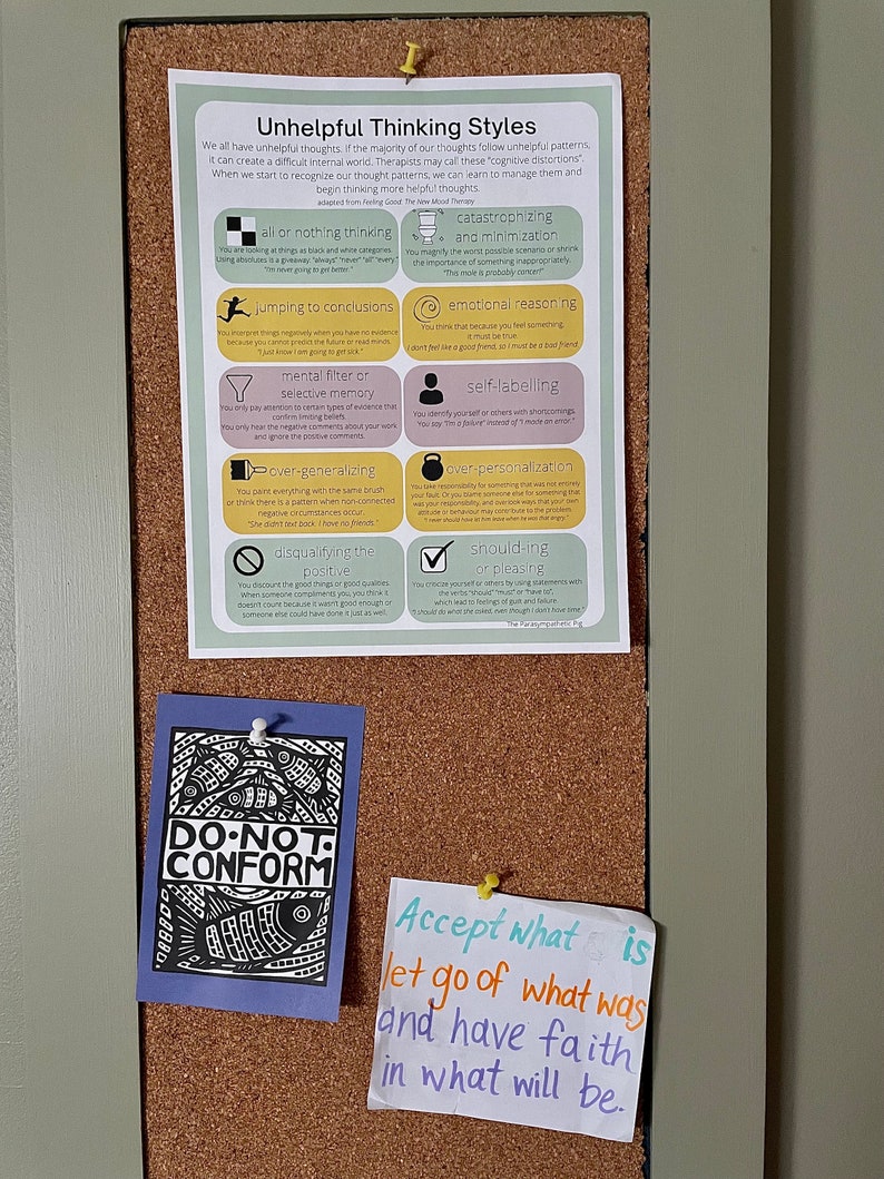 Unhelpful Thinking Styles Infosheet Cognitive Distortions, CBT Guide ...