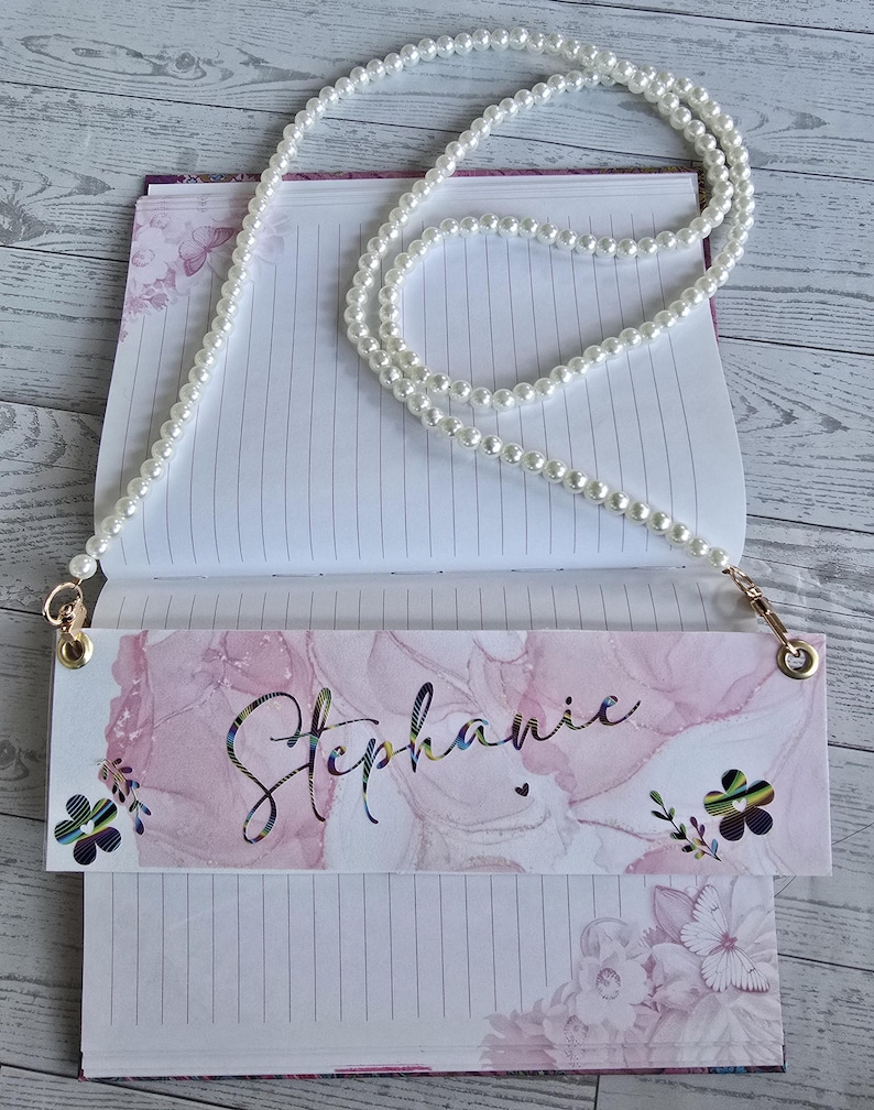 Personalized Name Bookmark With Pearl Chain, Hands-free Book Carrier - Etsy