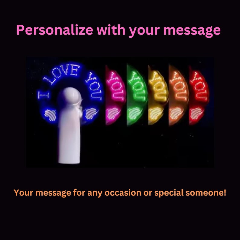 Personalized LED Message Fan: Rechargeable Custom Text Display - Etsy
