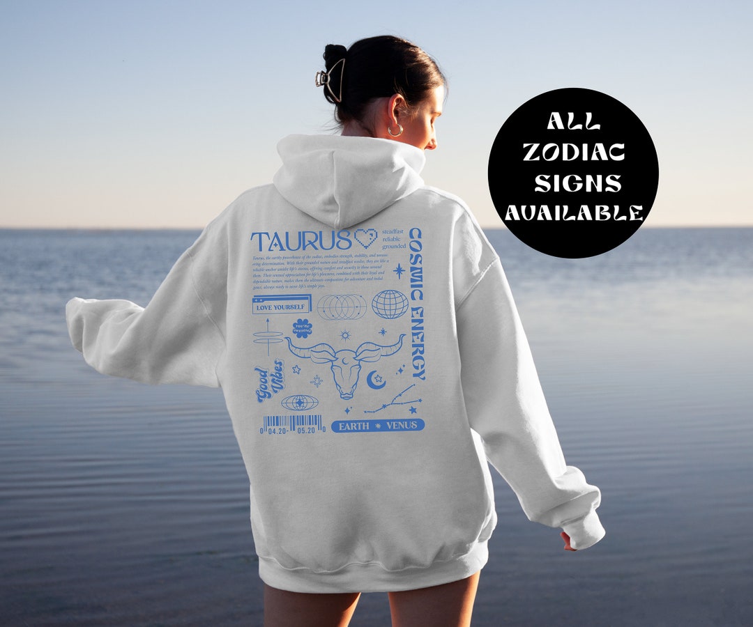 Astrology Y2K Hoodie With Zodiac Sign, Taurus Celestial Sweatshirt ...