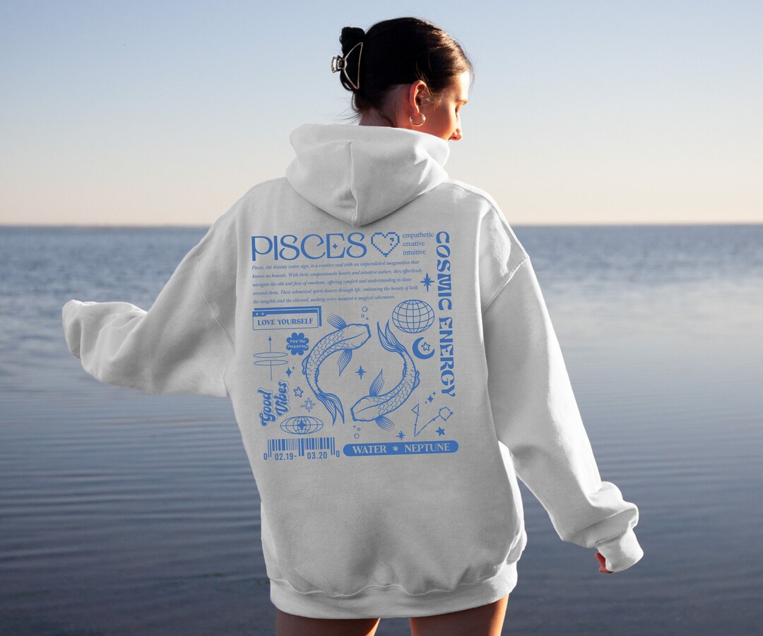 Pisces Hoodie, Astrology Y2K Hoodie With Zodiac Sign, Celestial ...