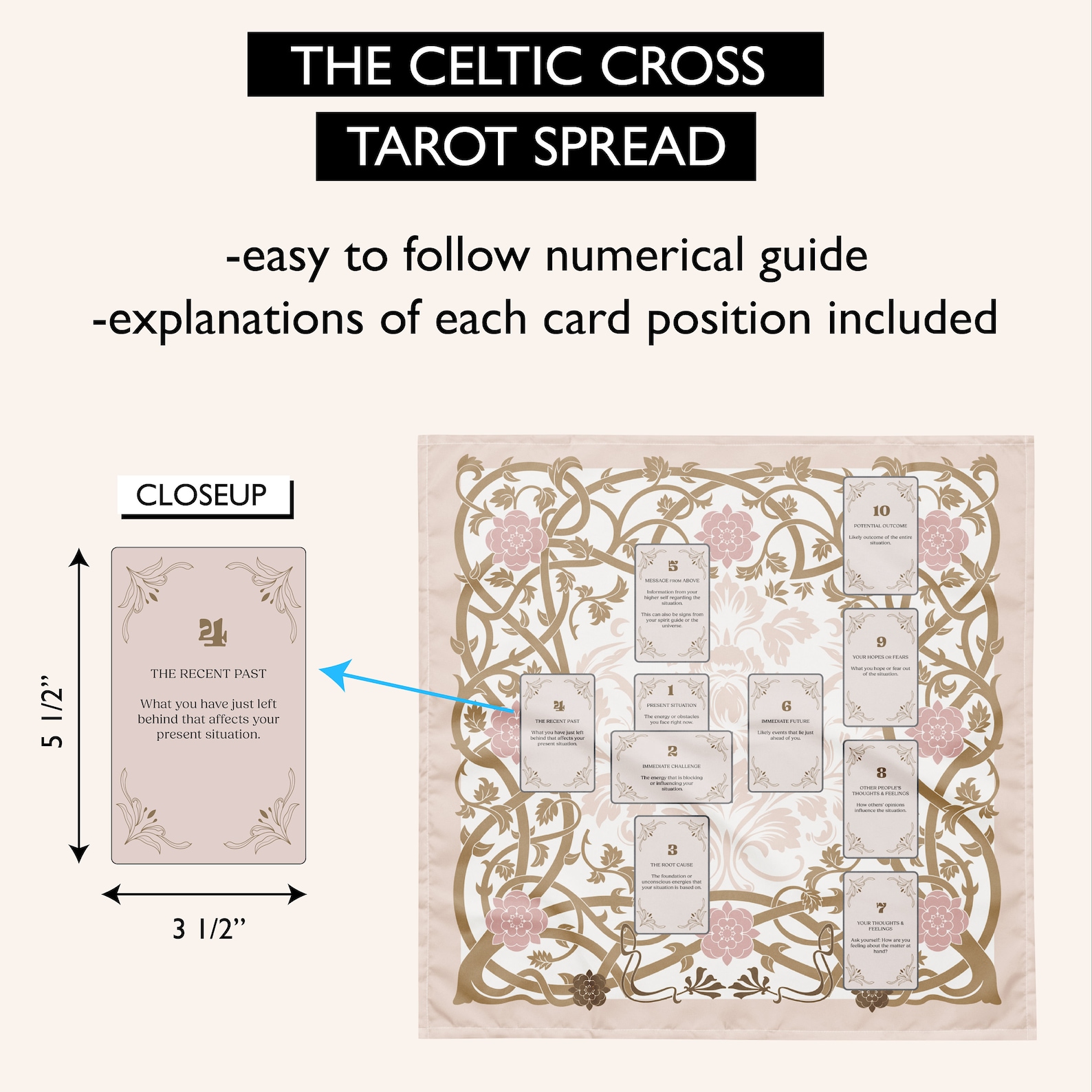 Tarot Spread Cloth With Celtic Cross | Tarot Reading Cloth | Learn ...