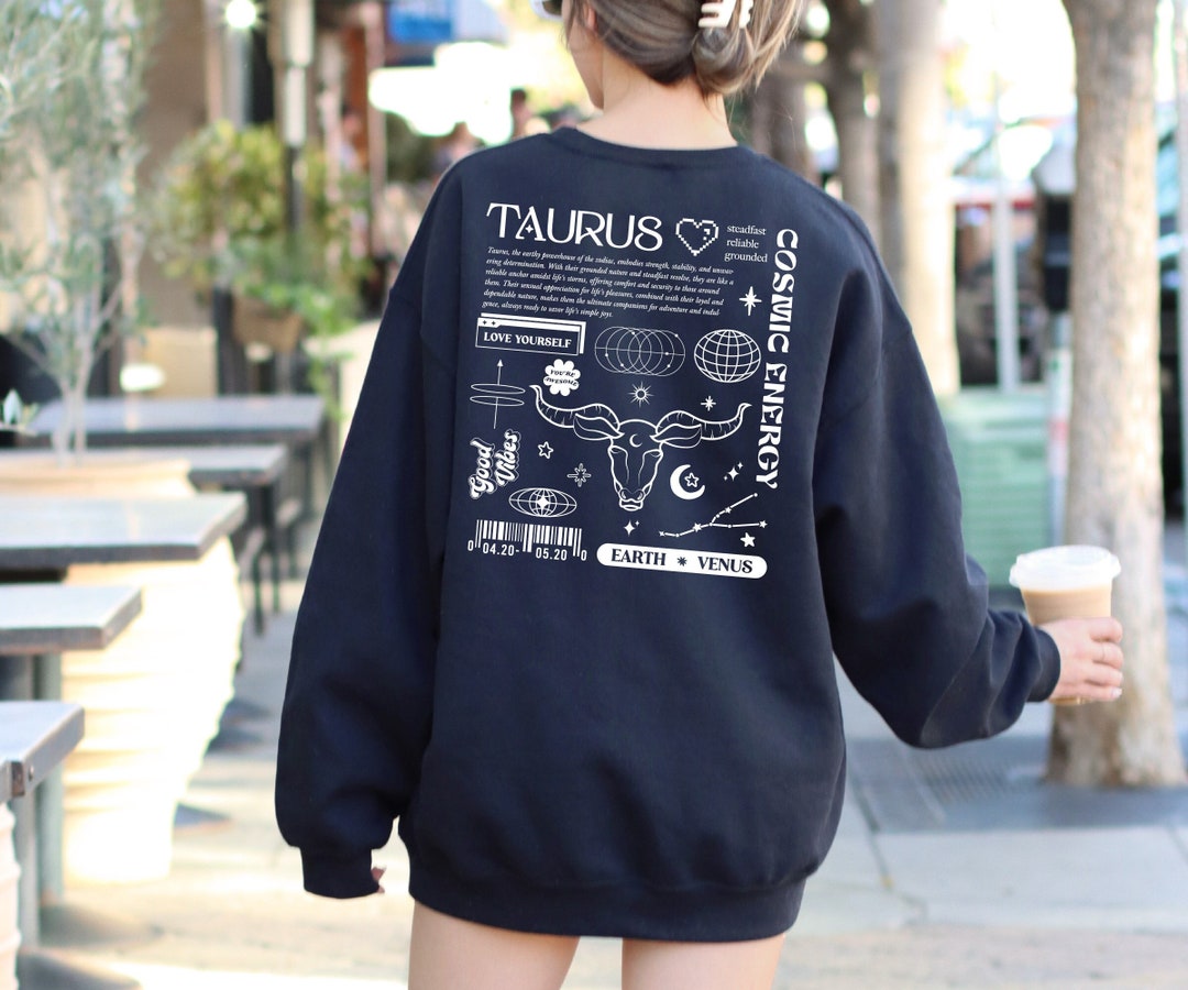 Taurus Sweatshirt, Astrology Y2K Sweatshirt With Zodiac Sign, Celestial ...