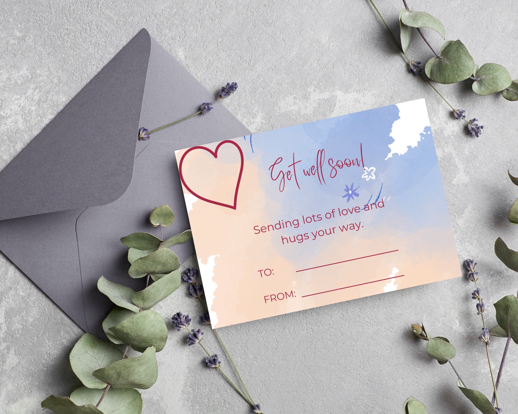 Printable Get Well Soon Card Printable Feel Better Soon Card for Care ...