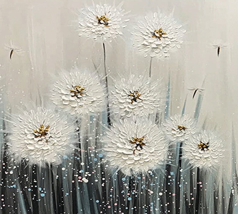 Abstract Dandelion Oil Painting on Canvas Original Texture - Etsy