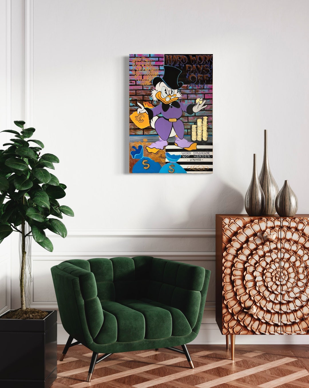 Scrooge Mcduck “work Smarter Not Harder” Acrylic Painting on Canvas ...
