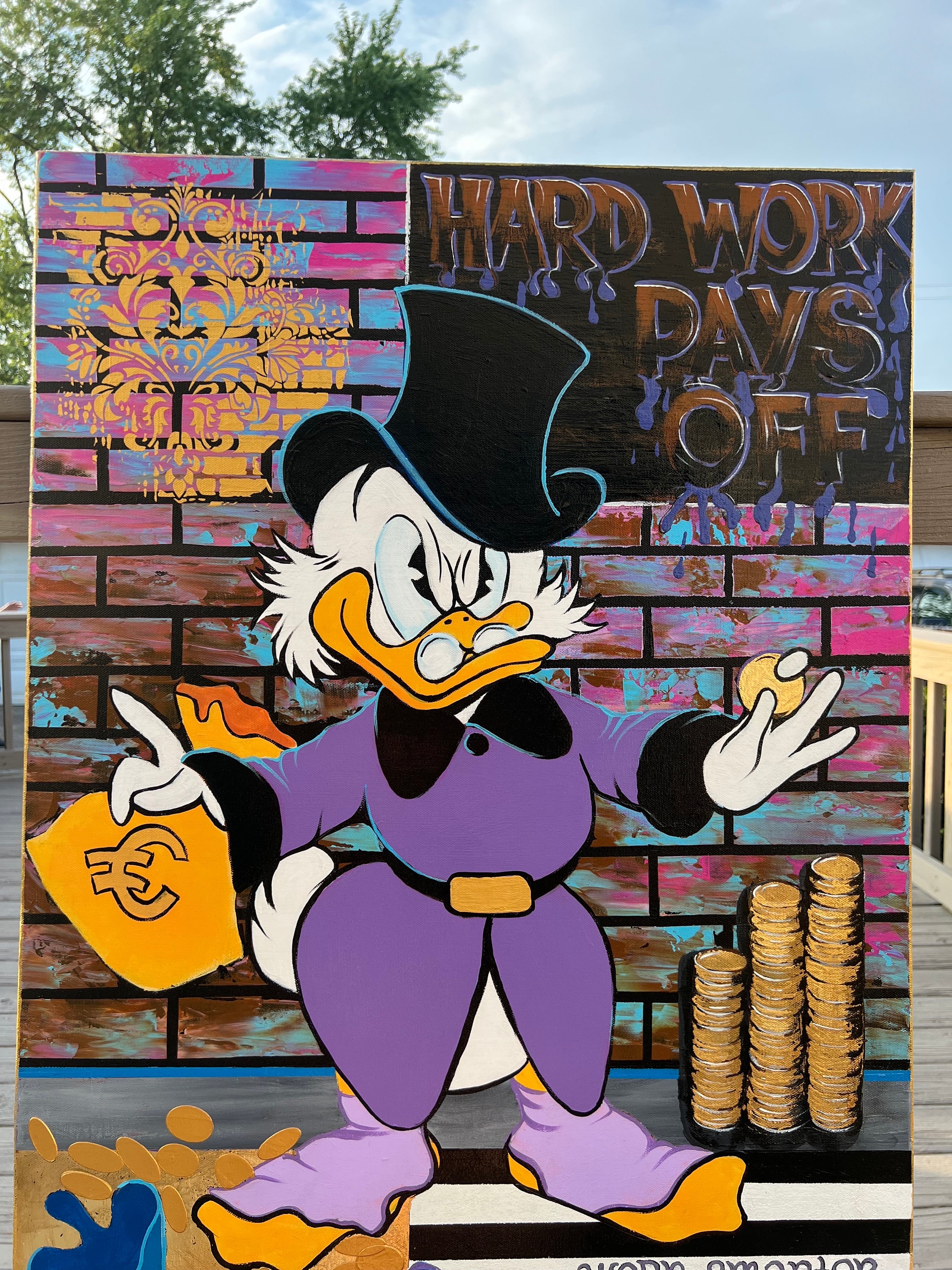 Scrooge Mcduck “work Smarter Not Harder” Acrylic Painting on Canvas ...