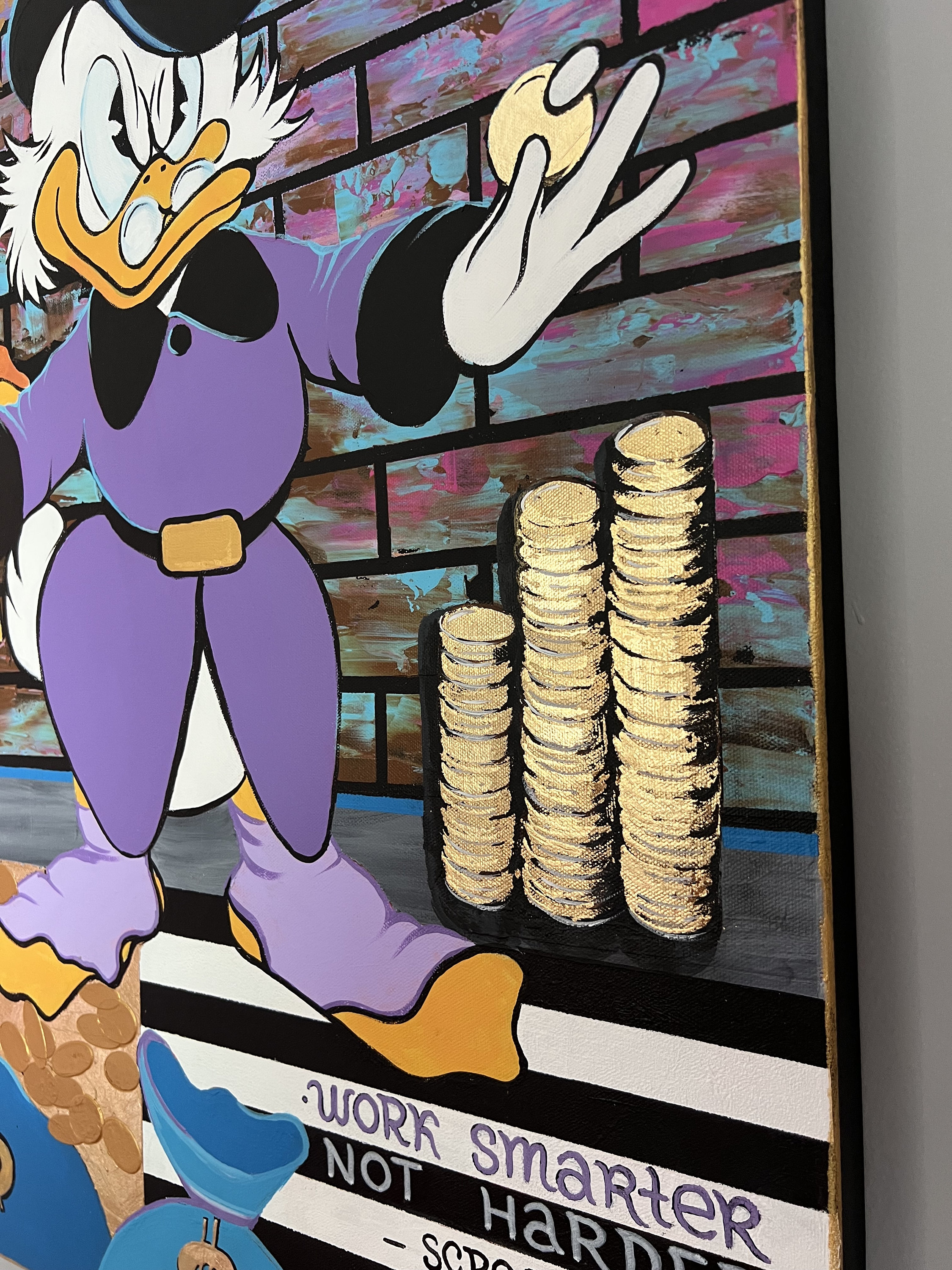 Scrooge Mcduck “work Smarter Not Harder” Acrylic Painting on Canvas ...