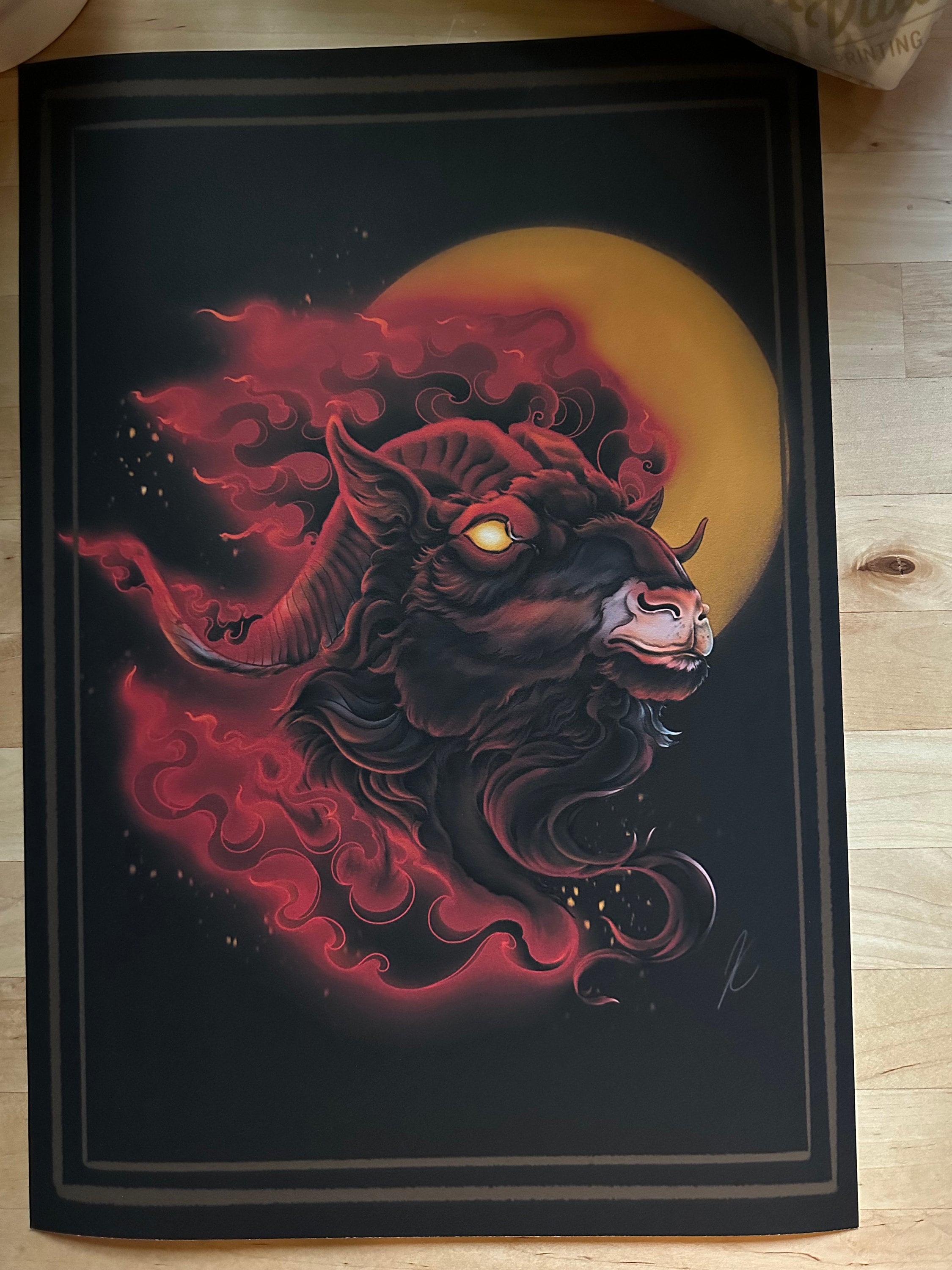 Fire Goat | Tattoo Art | Print | Tattoo Print | Tattoo Artwork | Animal ...