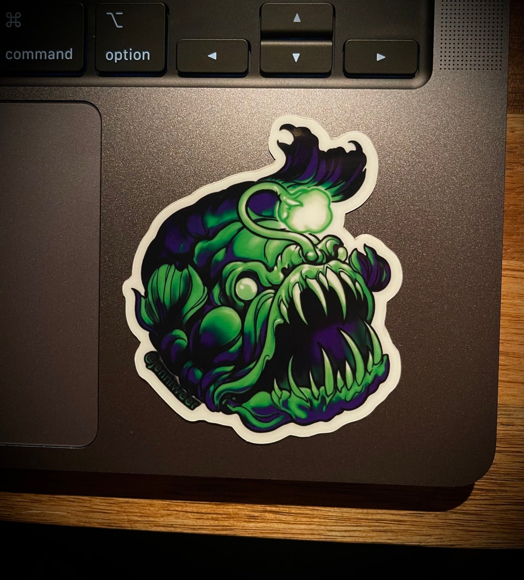 Big Angler Fish Glow Sticker Anglerfish, Spooky, Horror, Halloween ...