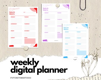 Weekly Planner Digital Planner Weekly Tasks Digital Template - Etsy