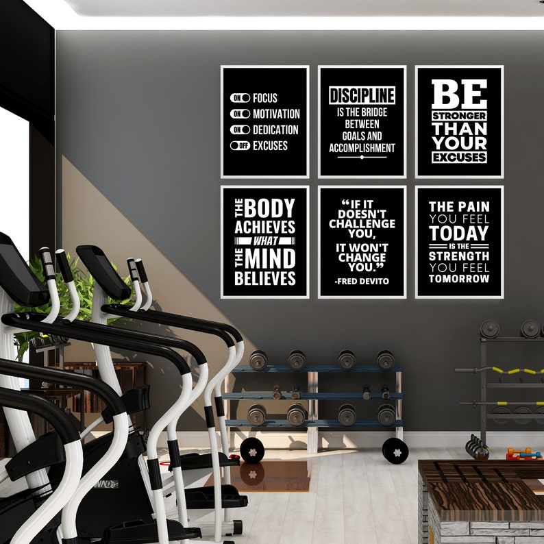 Gym Wall Art Set of 12 Prints Home Gym Wall Decor Gym - Etsy
