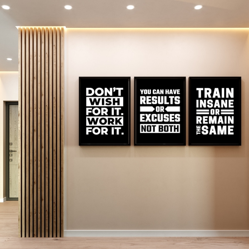 Gym Wall Art Set of 12 Prints Home Gym Wall Decor Gym - Etsy